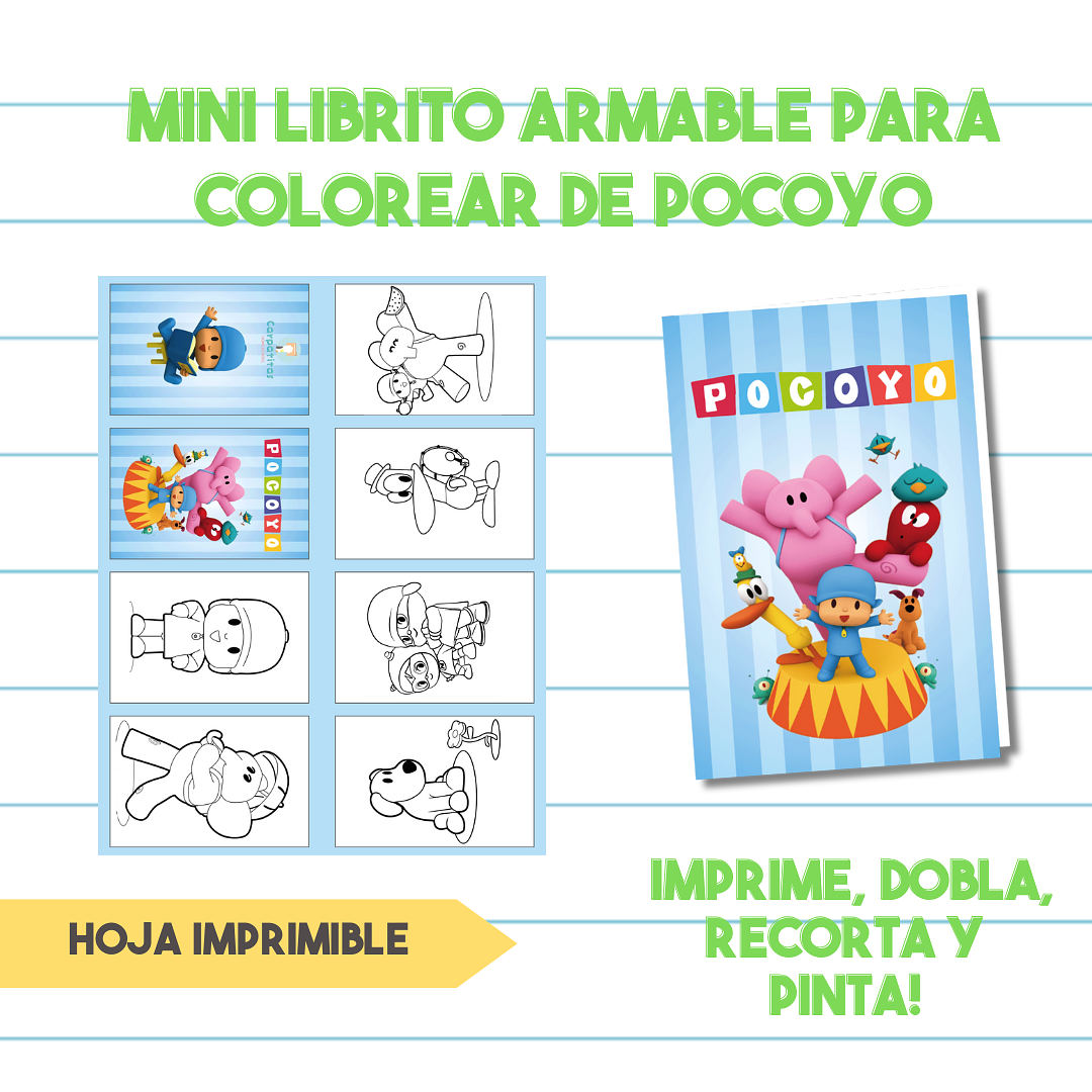 Mini Librito Para Colorear de Pocoyo| PDF Imprimible | salduu.com