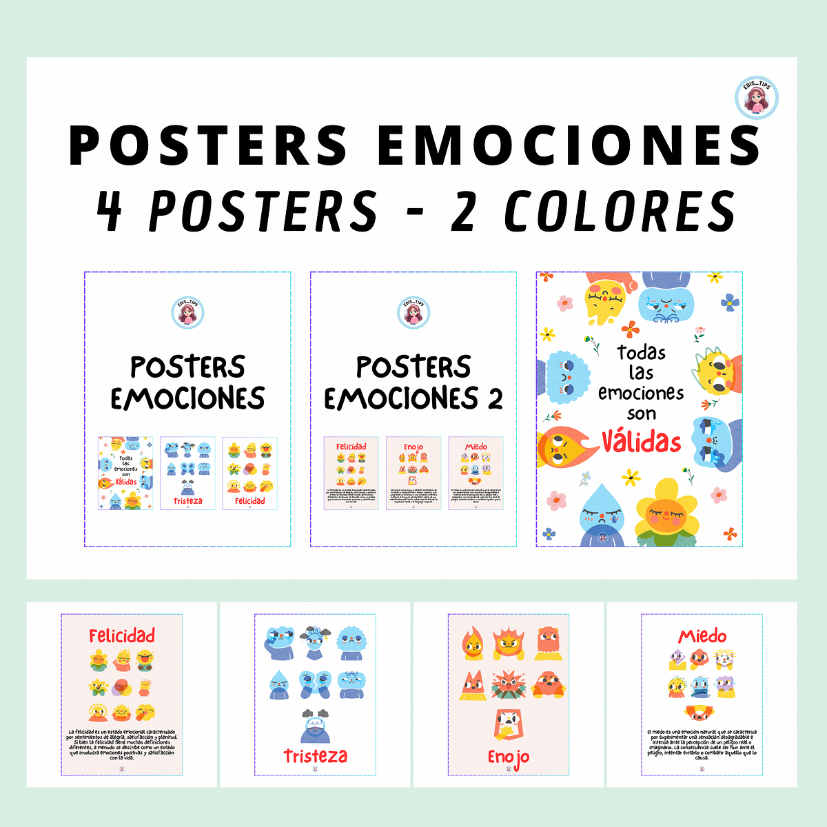 POSTERS EMOCIONES - SET 4 | salduu.com