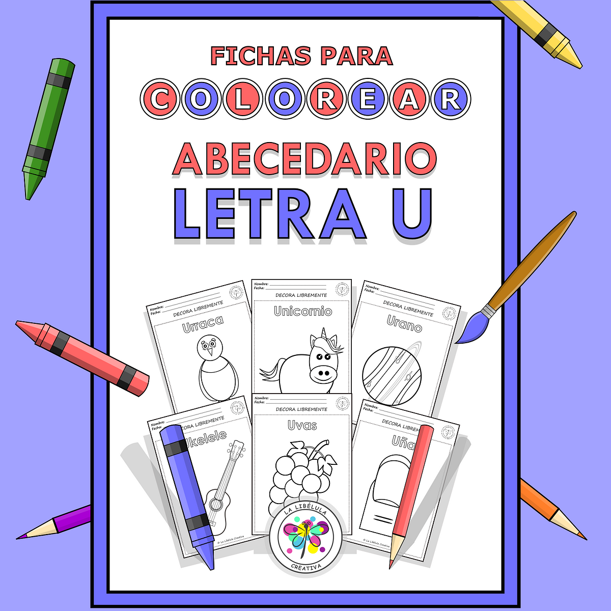 Spanish Worksheets Coloring Letter U Objects Colorear Letra U Objetos ...