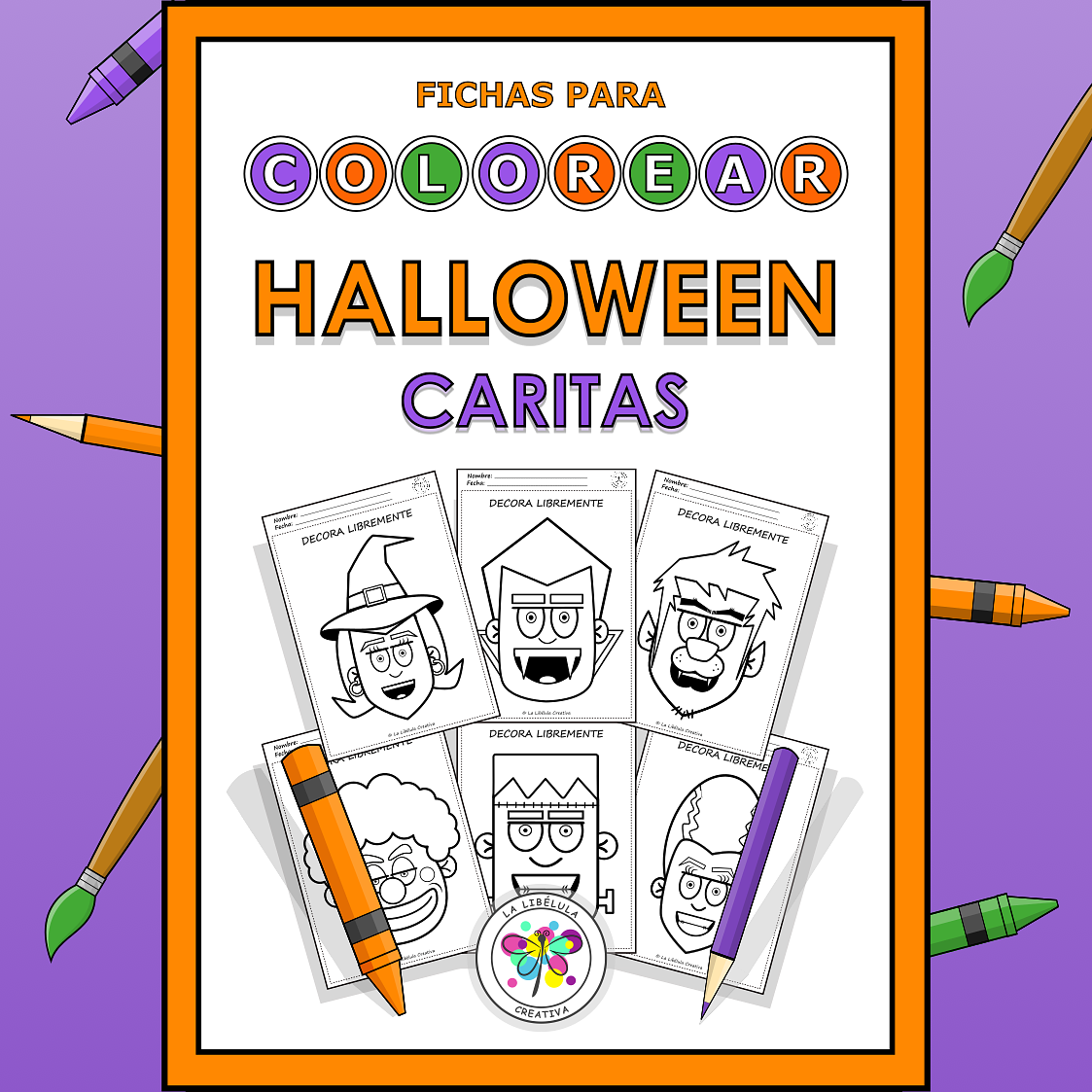 Spanish Worksheets Coloring Faces Halloween Fichas Colorear Caras BW ...