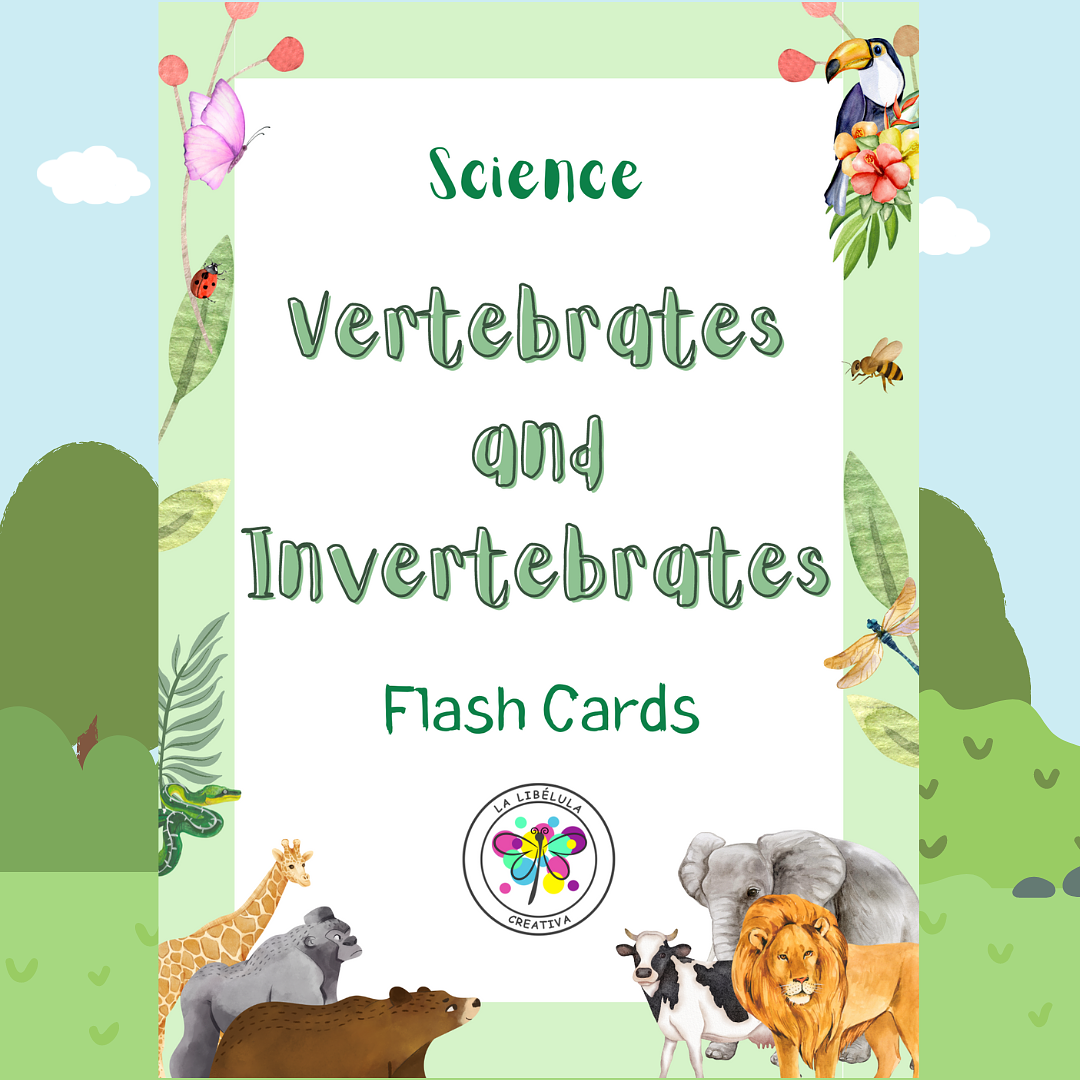 Flash Cards Science Animals Vertebrates Invertebrates Color Cut No Prep ...