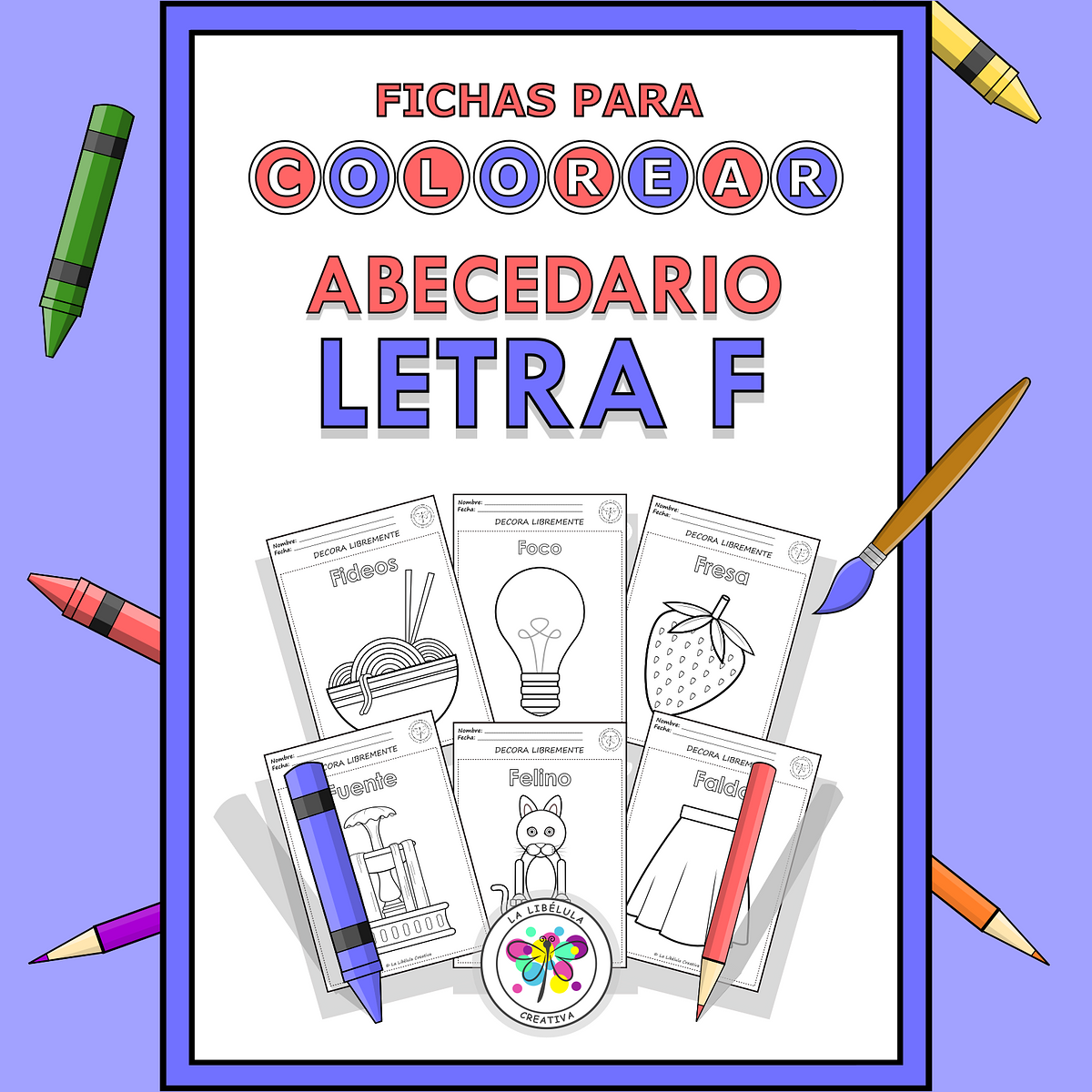 Spanish Worksheets Coloring Letter F Objects Colorear Letra F Objetos ...