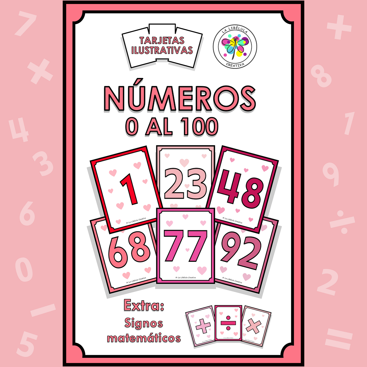 Spanish Flash Cards Numbers 1 to 100 Valentine´s day Tarjetas Numeros ...