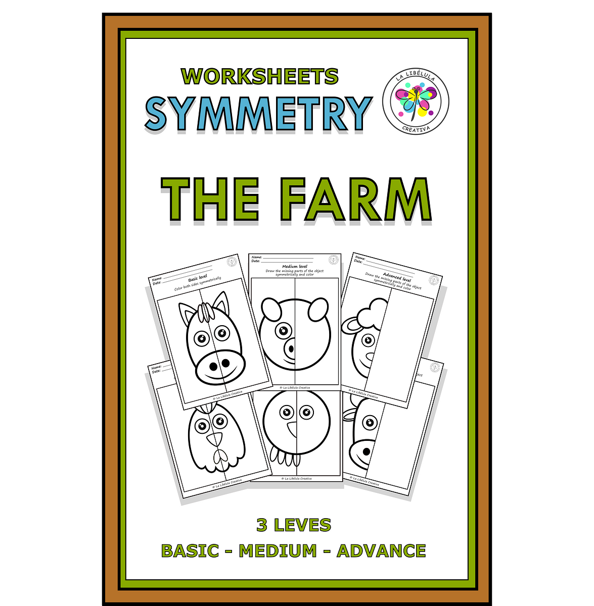 Worksheets Activities Symmetry Farm Animals BW Color No Prep Tracing ...