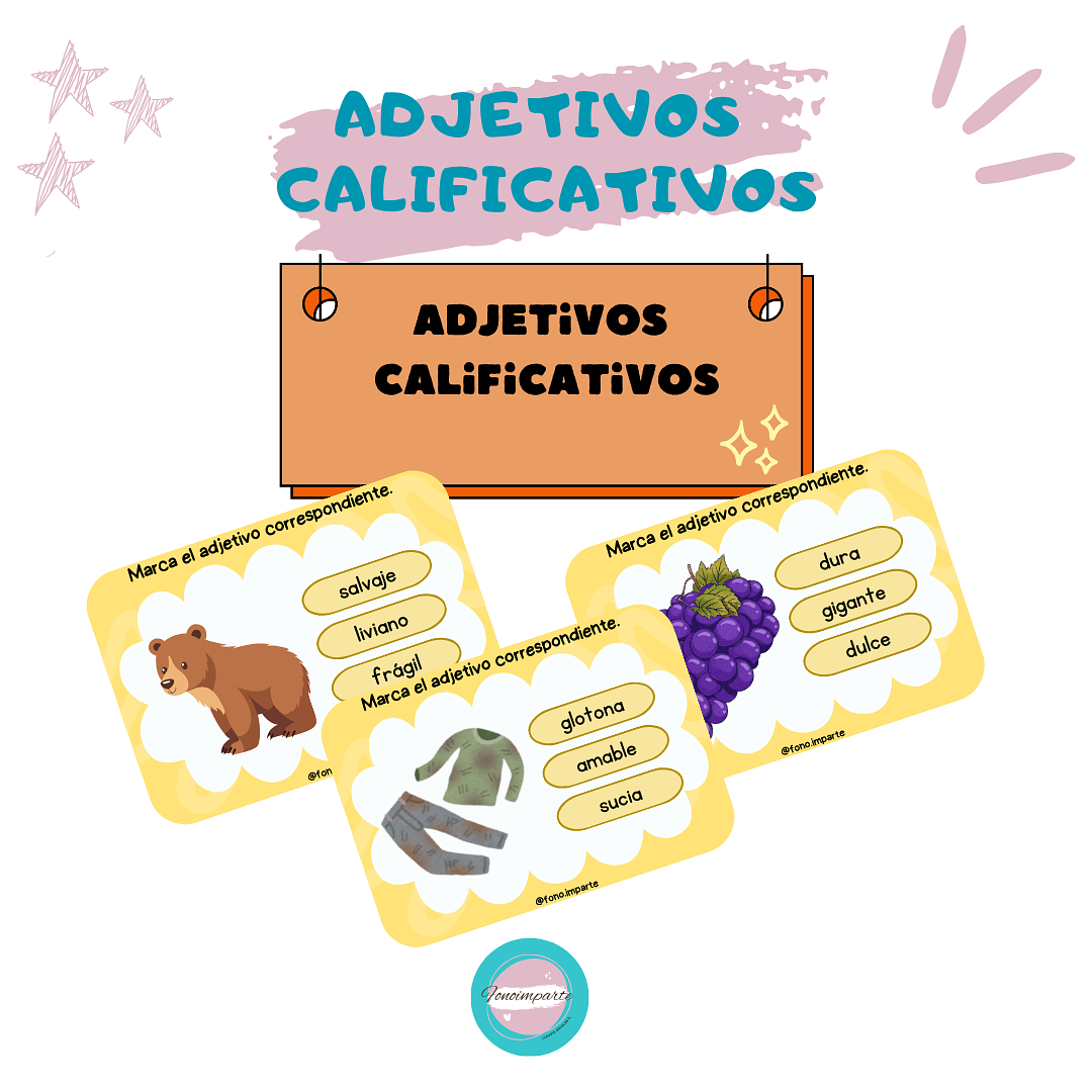 Tarjetas Adjetivos Calificativos | salduu.com