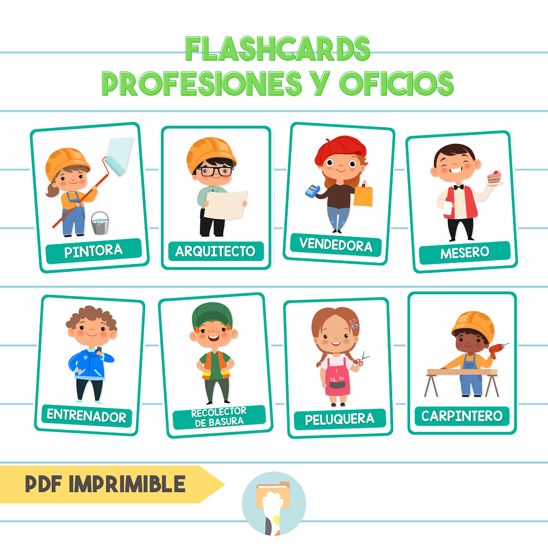 Flashcards Profesiones y Oficios Para Niños| PDF Para Imprimir | salduu.com