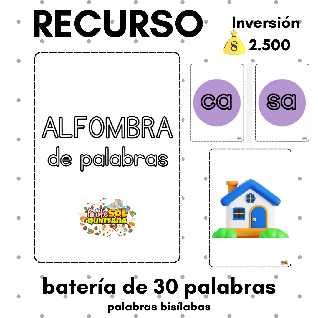 ALFOMBRA DE PALABRAS (palabras bisílabas) | salduu.com