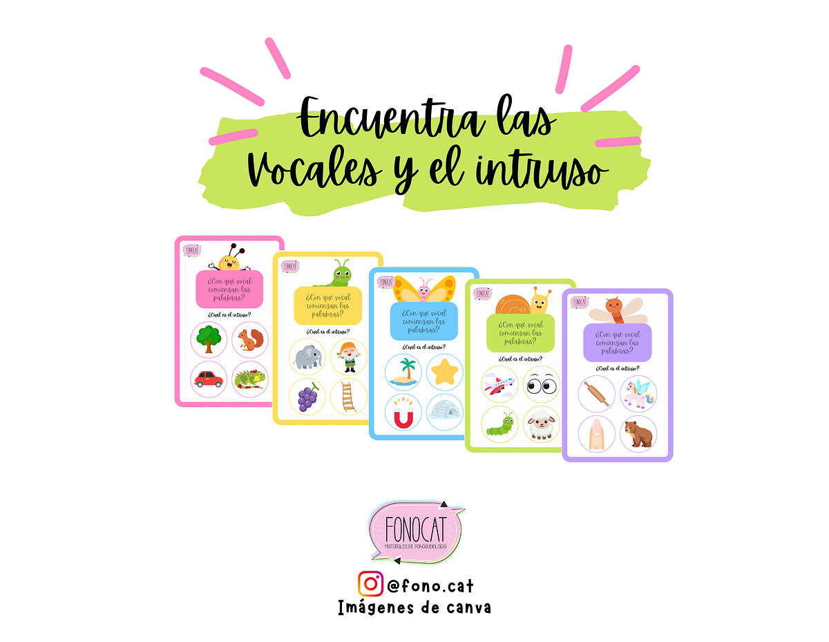 Encuentra las vocales y el intruso | salduu.com