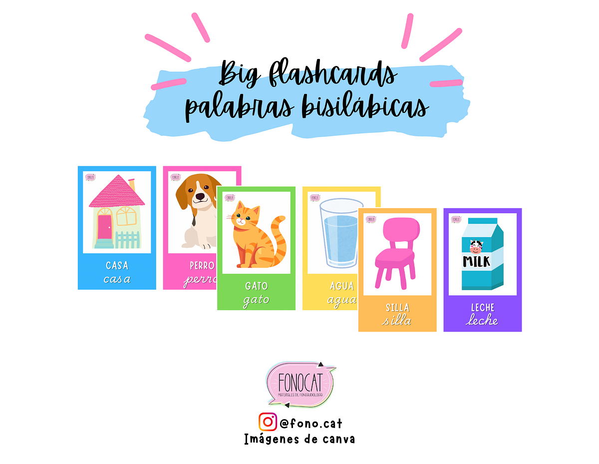 Big Flashcards (palabras bisilábicas, trisilábicas y polisilábicas ...