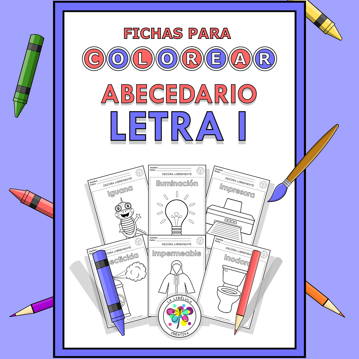 Spanish Worksheets Coloring Letter I Objects Colorear Letra I Objetos ...
