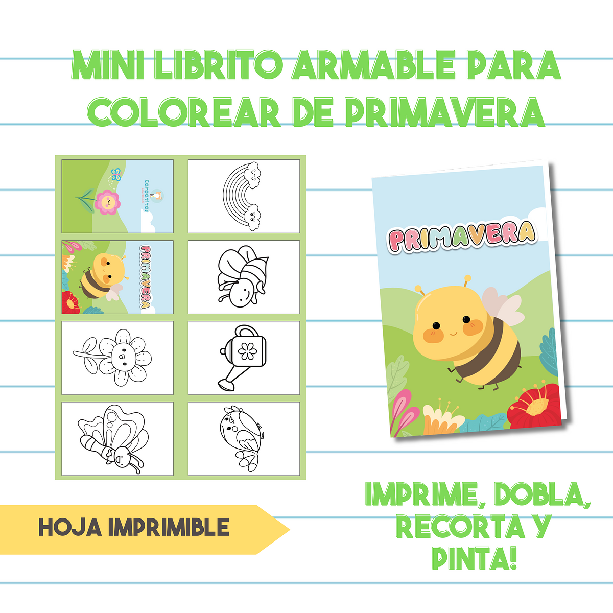 Gratis Mini Librito Para Colorear de Primavera | PDF Imprimible ...