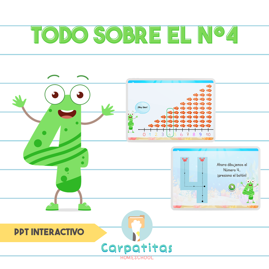 El Número 4 Para Niños | salduu.com