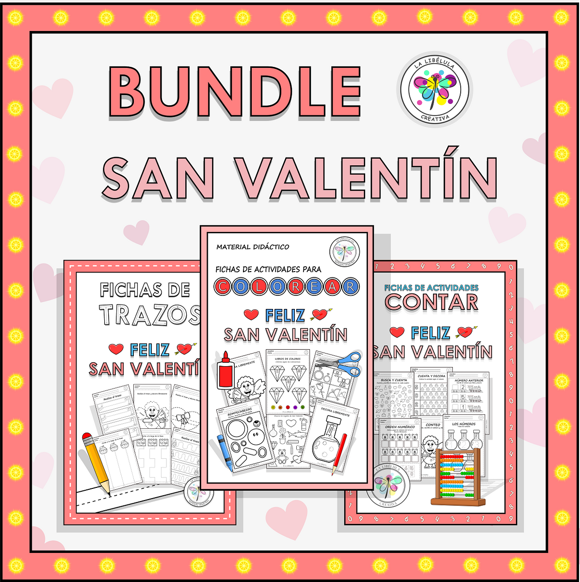 Bundle Spanish Count Tracing Color Valentine's Números Trazos Colorear ...