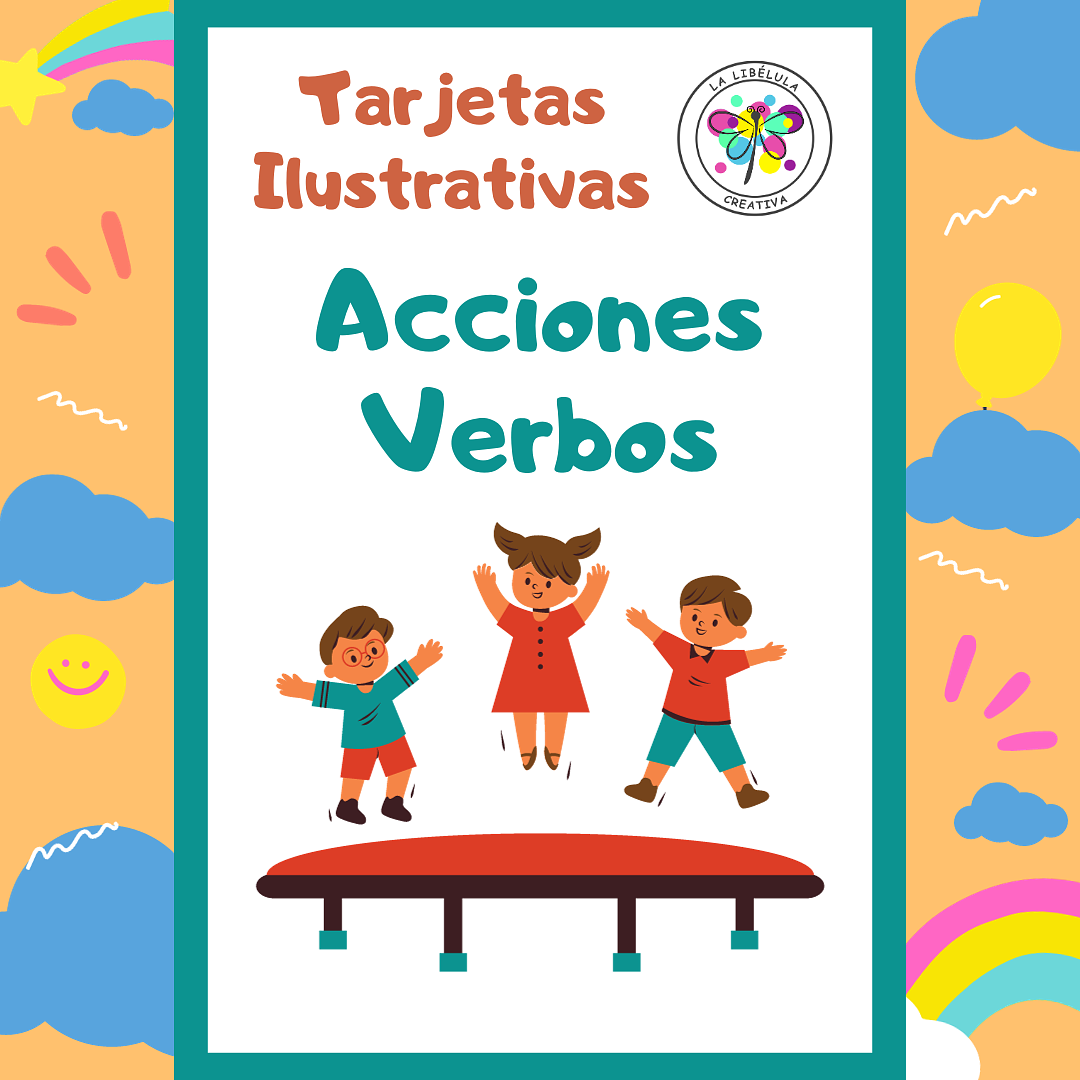 Spanish Flash Cards Actions Verbs Color Tarjetas Verbos Acciones ...
