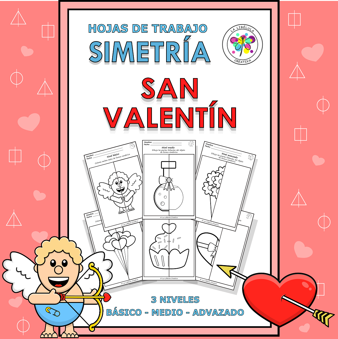 Spanish Worksheets Activities Symmetry Valentine's Day Simetría San ...