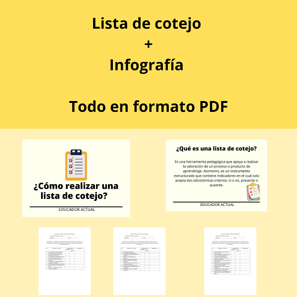 Lista de cotejo: Infografía + Banco con 22 listas | salduu.com