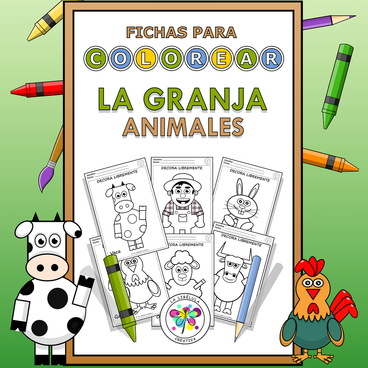 Spanish Worksheets coloring farm animals Barn Fichas Colorear Granja ...