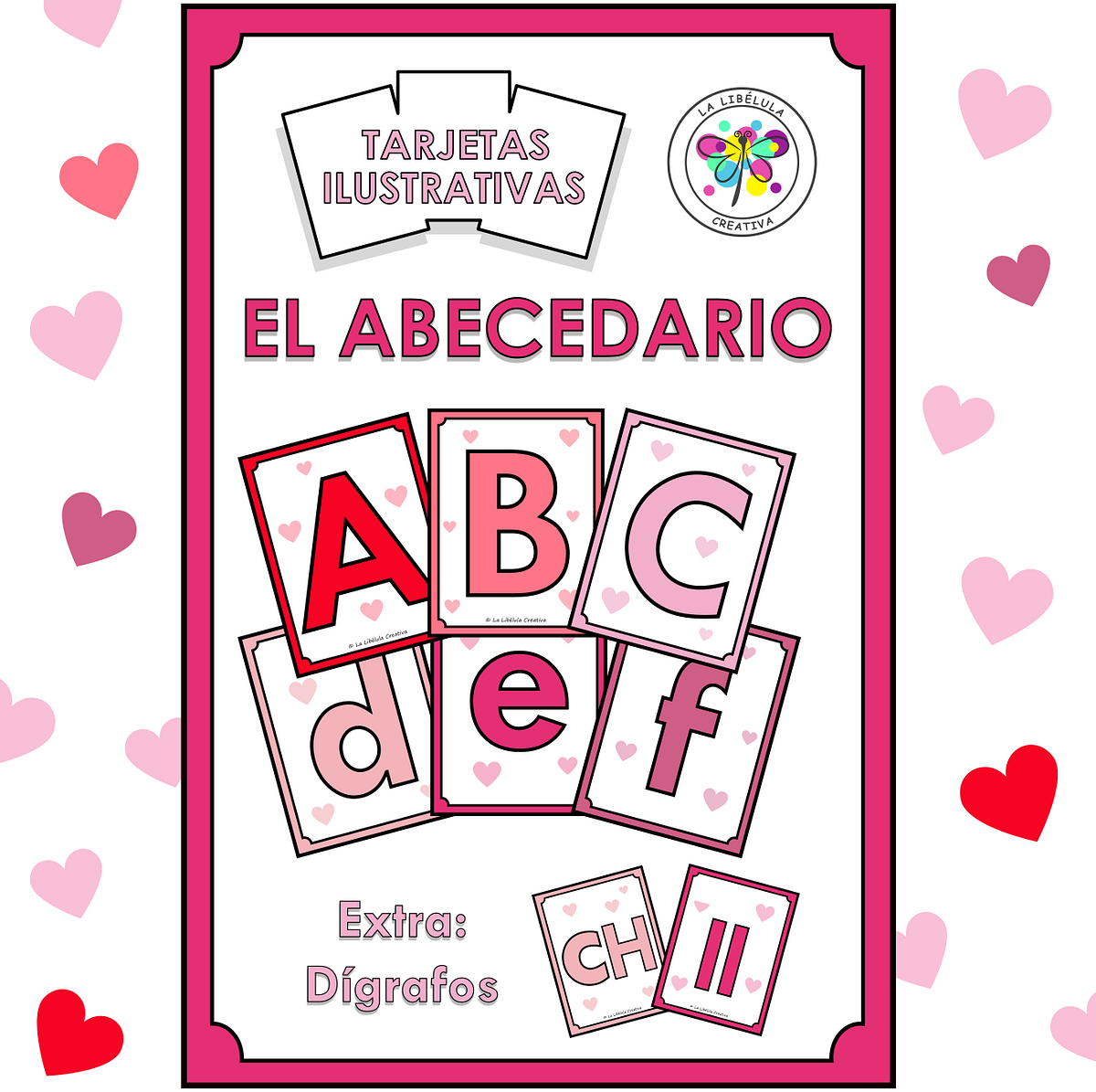 Spanish Flash Cards Alphabet ABC Valentines Day Tarjetas Abecedario San ...