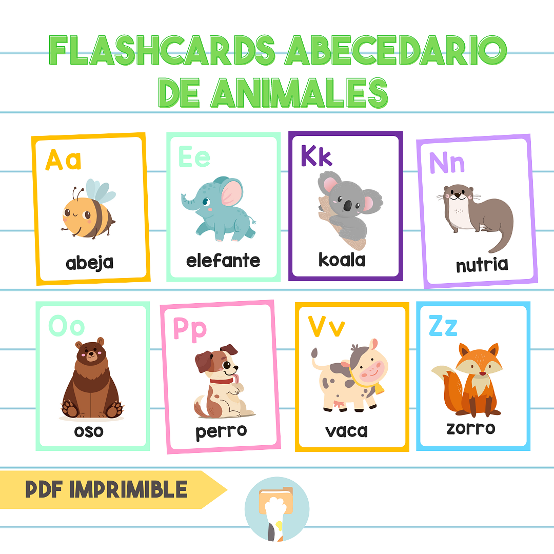 Flashcards Abecedario de Animales en Español | salduu.com