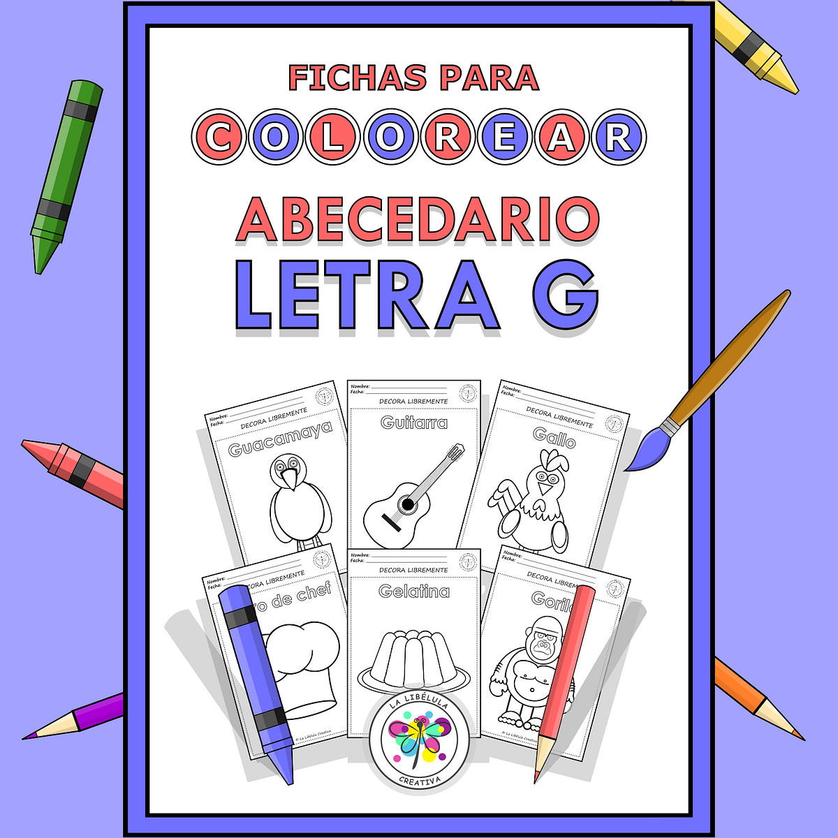 Spanish Worksheets Coloring Letter G Objects Colorear Letra G Objetos ...