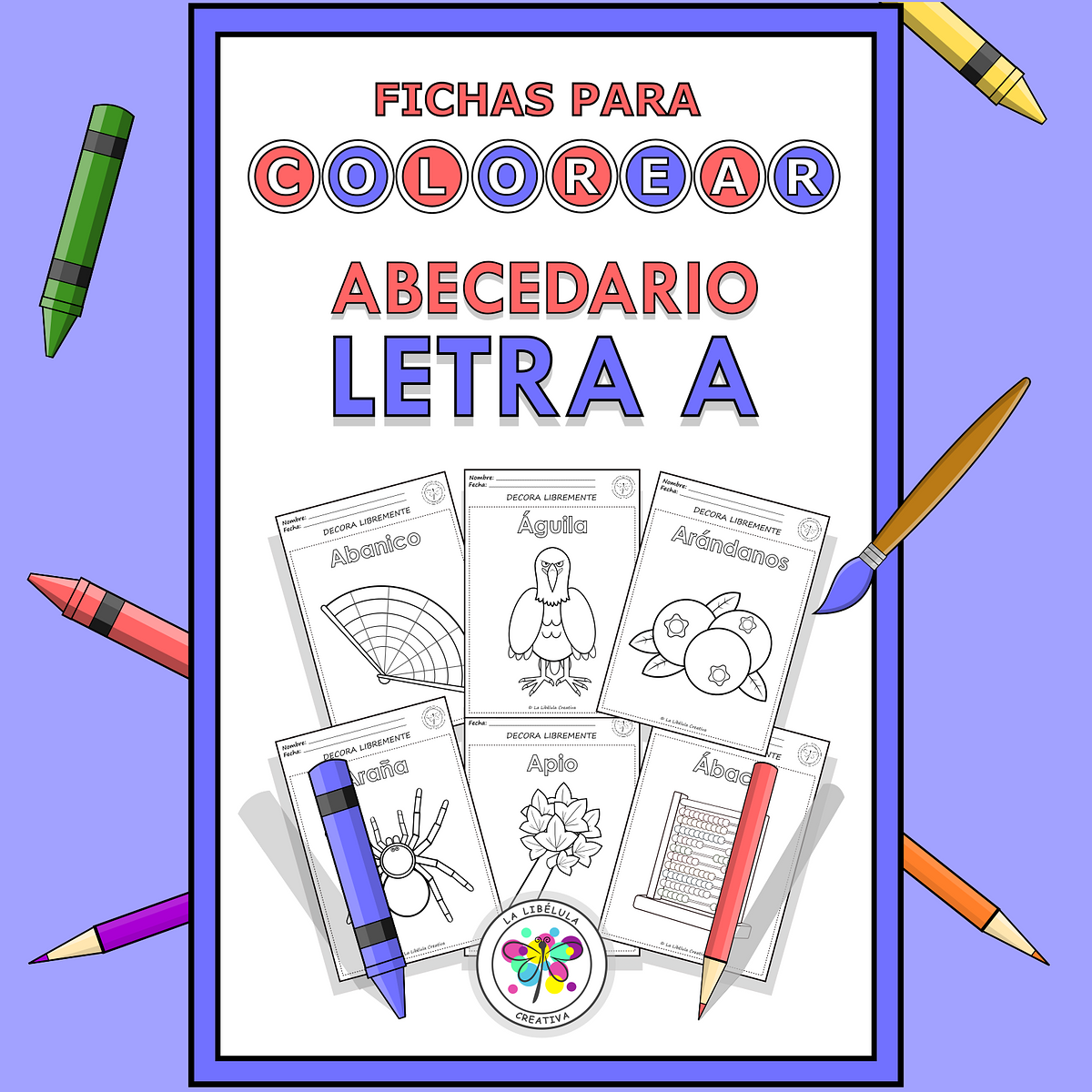 Spanish Worksheets Coloring Letter A Objects Colorear Letra A Objetos ...