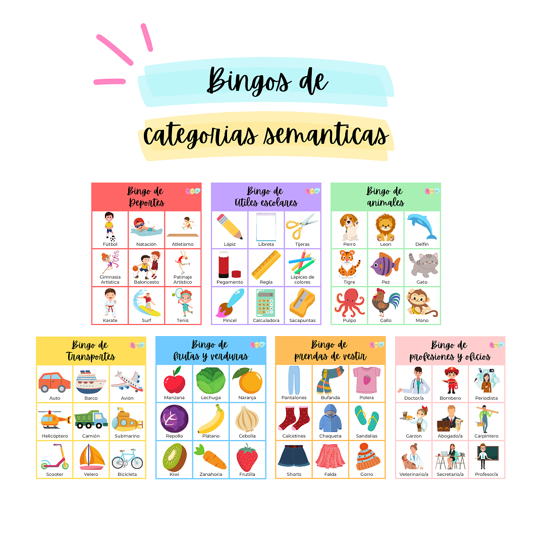Bingos de Categorías Semánticas | salduu.com
