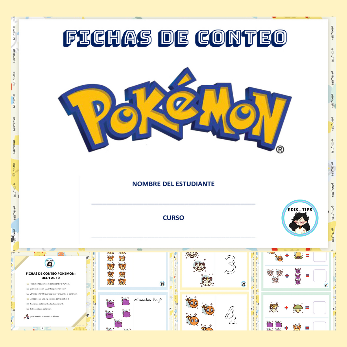 CUADERNILLO DE CONTEO 1 AL 10 - POKÉMON | salduu.com