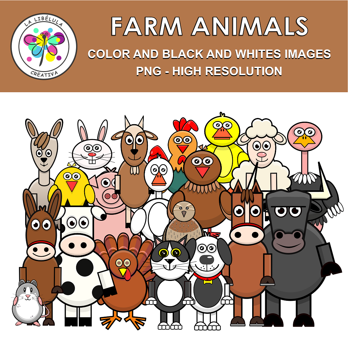 Clipart Farm Animals Color BW Domestic Pets Barn 40 | salduu.com