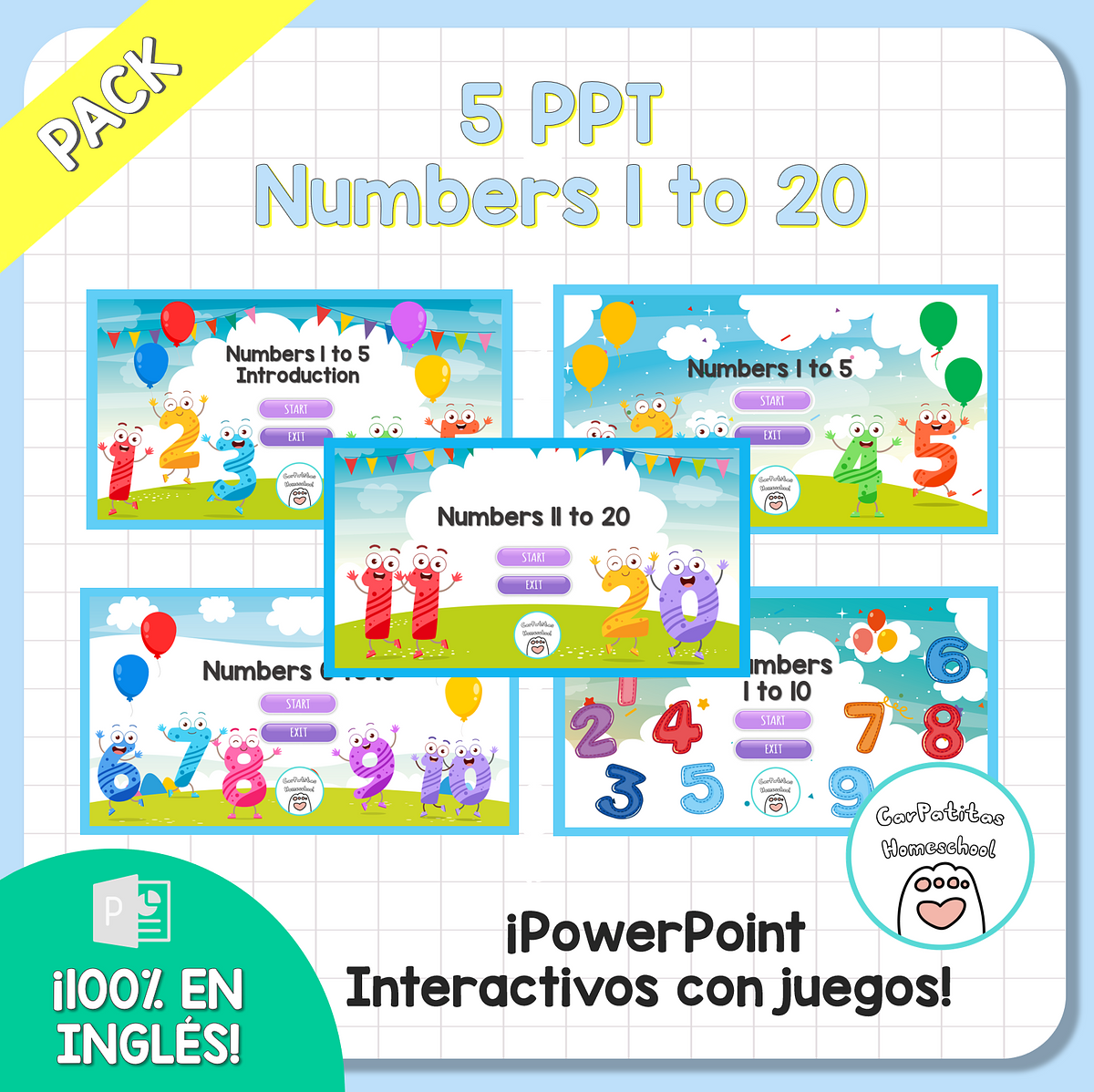 Pack Numbers 1 to 20: Números 1 al 20 en Inglés | salduu.com