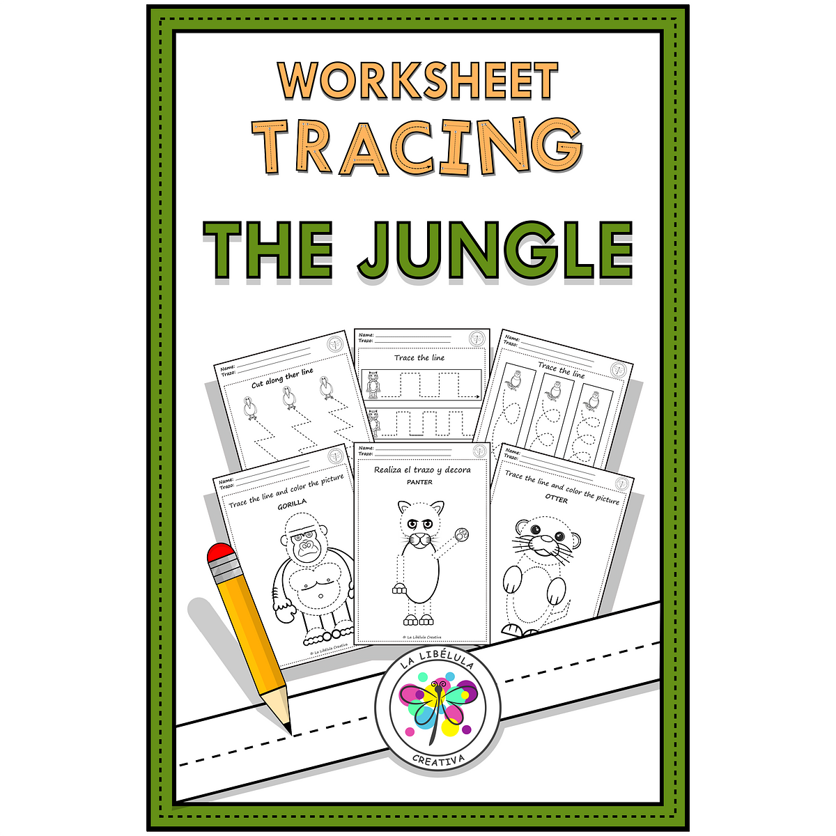 Worksheets Tracing Activities Jungle Animals Cut Color Craft | salduu.com