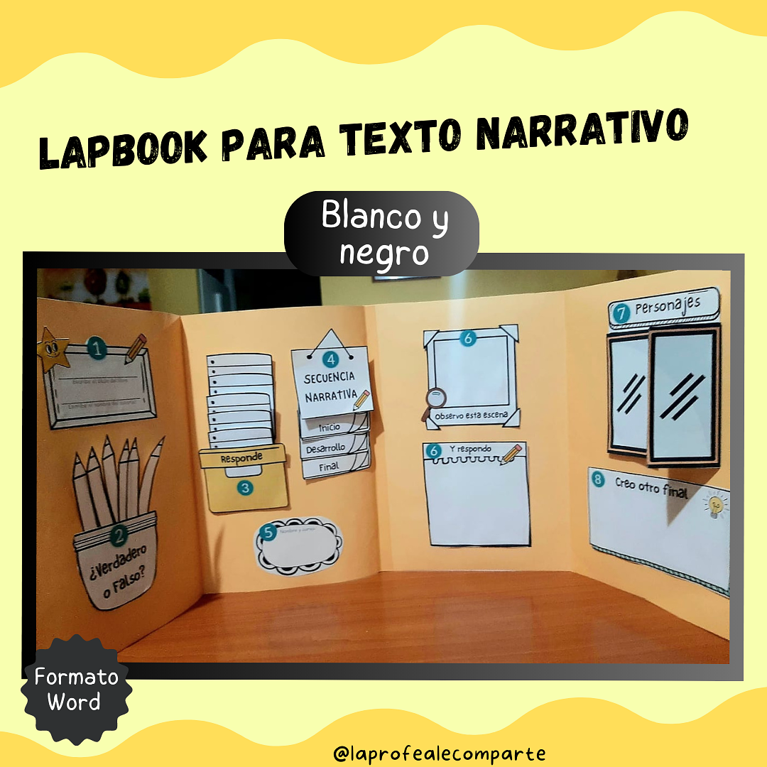 Lapbook para texto narrativo BLANCO Y NEGRO para colorear | salduu.com