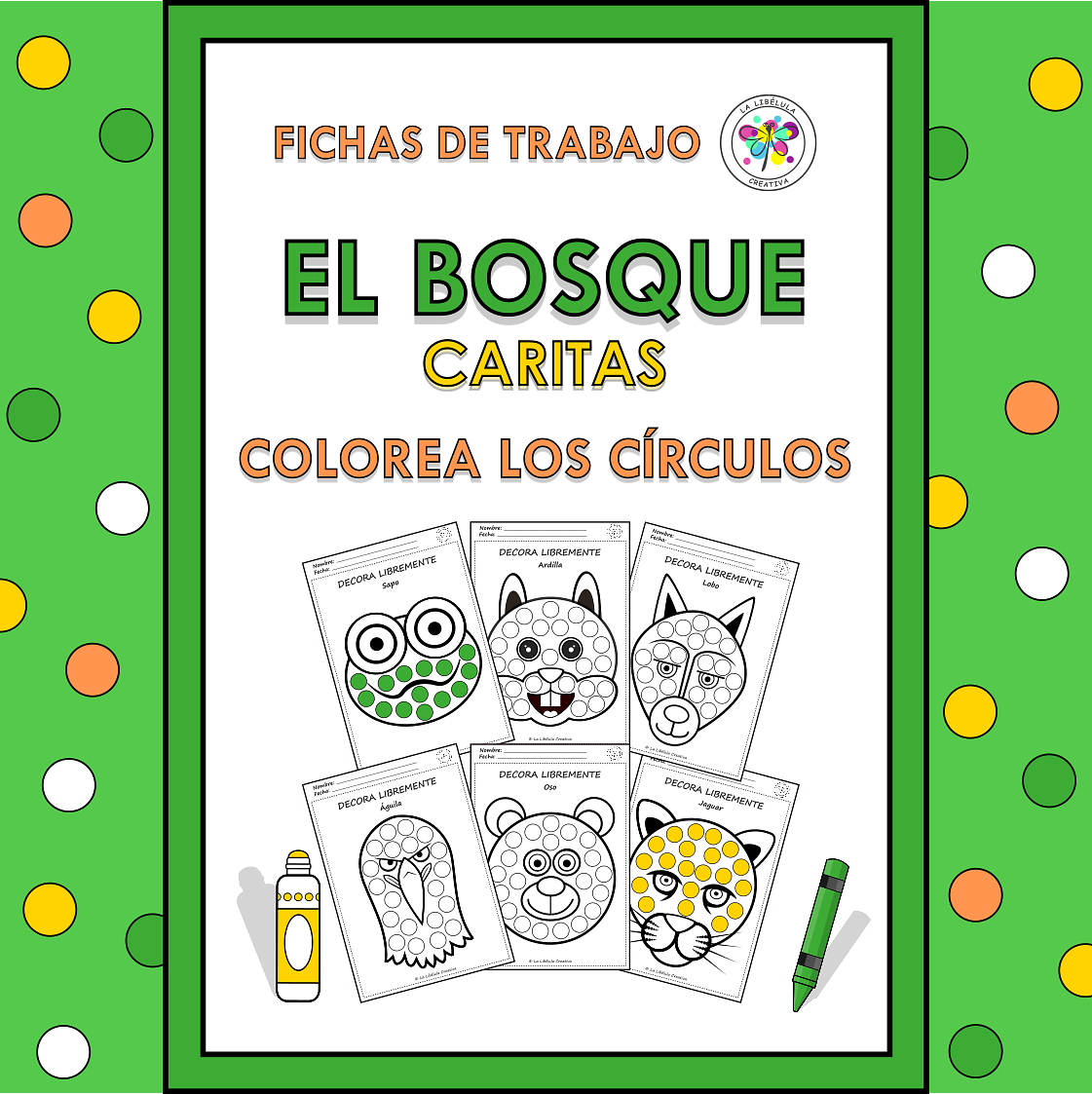 Spanish Worksheets Coloring Forest Animals Dot a Dot Colorear Bosque ...