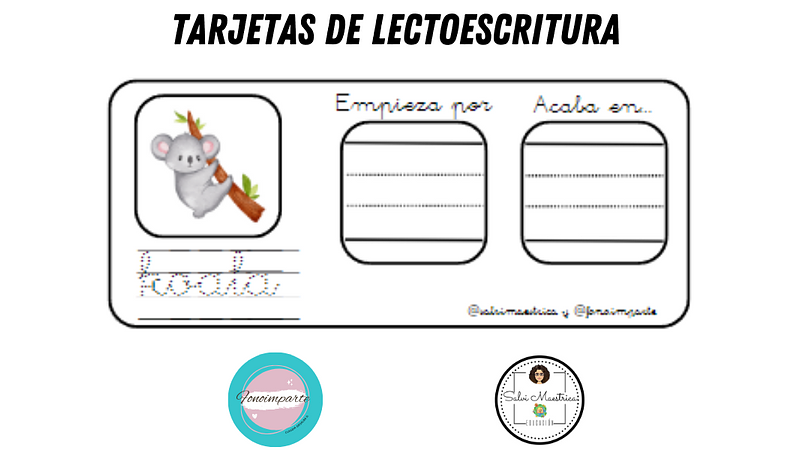 Tarjetas Lectoescritura Letra Ligada y Mayúscula | salduu.com