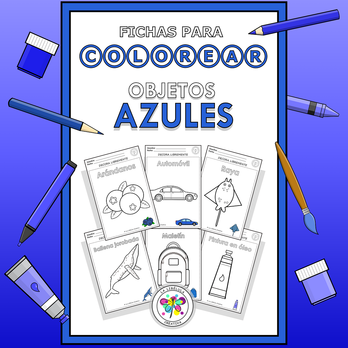 Spanish Worksheets Coloring Objects Blue Colorear Objetos Color Azul NO ...