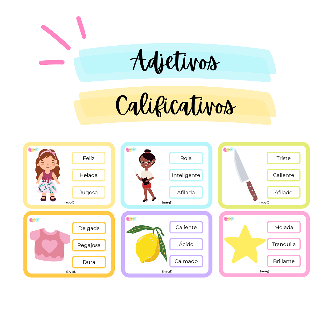 Tarjetas de Adjetivos Calificativos | salduu.com