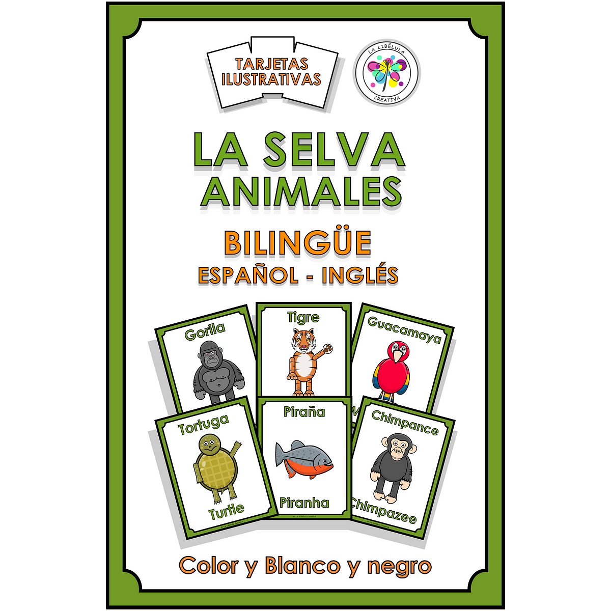 Flash Cards Selva Animales Ingles Español Jungle Animals Bilingual ...