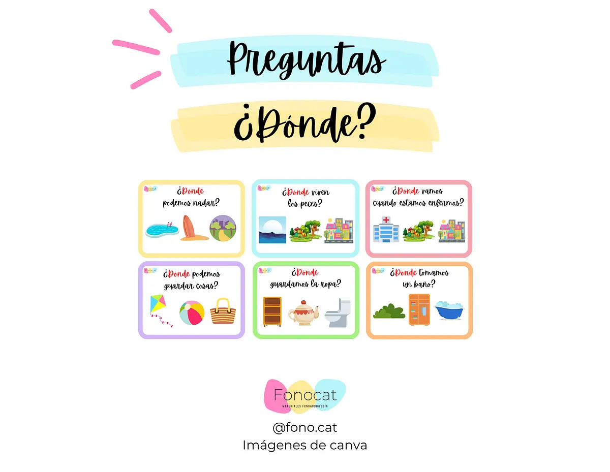 Pack de preguntas (dónde, por qué, cuándo, qué) | salduu.com