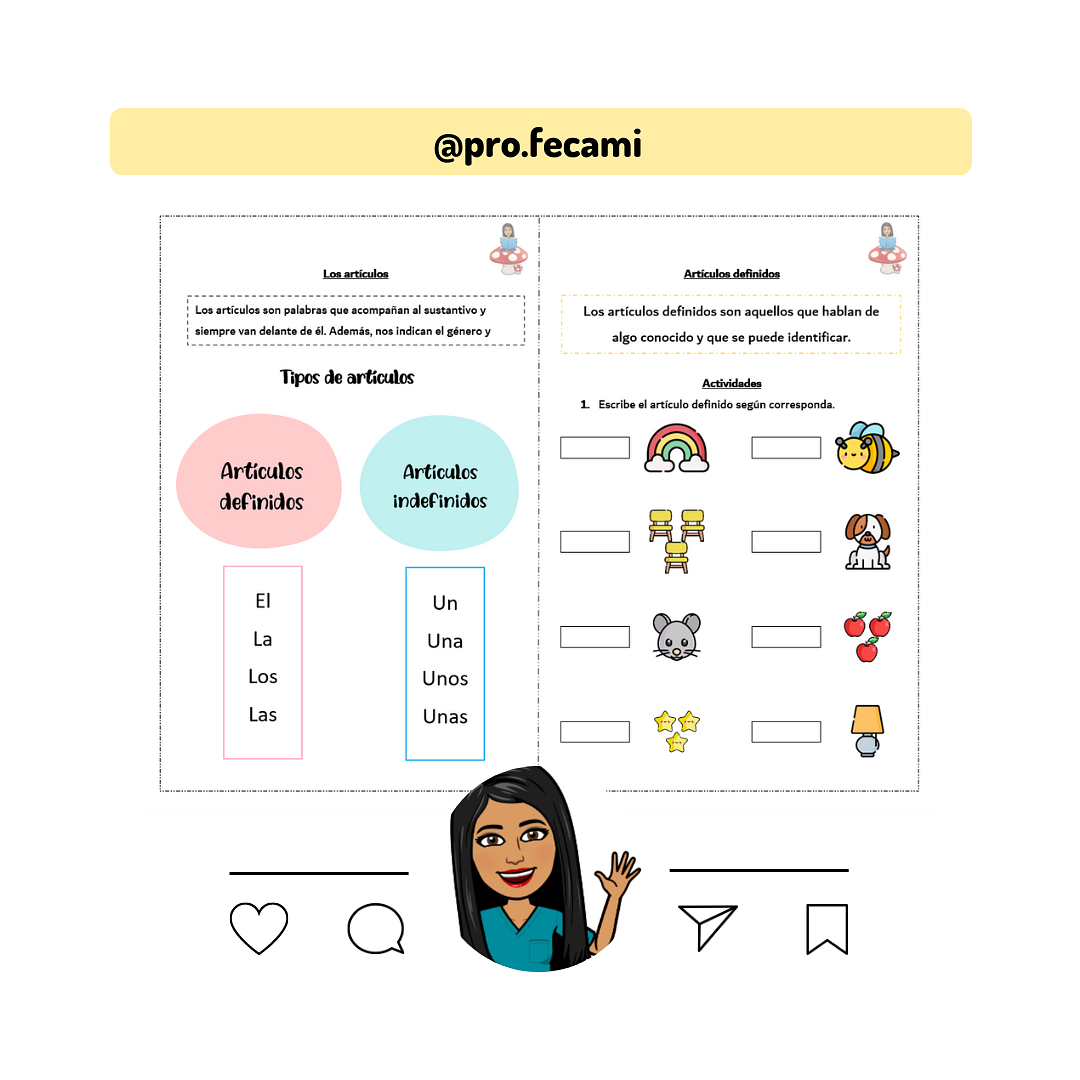 Guía artículos definidos e indefinidos | salduu.com