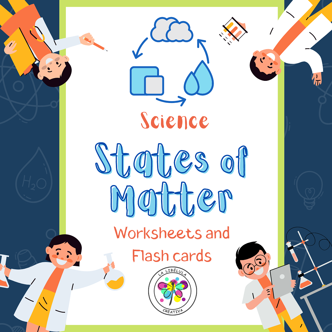 Science States of Matter Worksheets Flash Cards Liquid Gas Solid NO ...